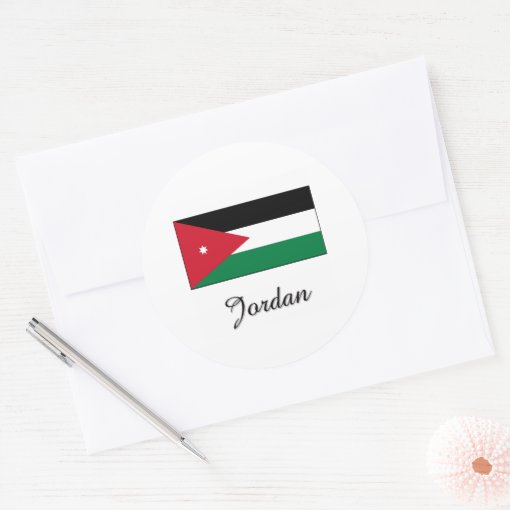 Jordan Flag Design Classic Round Sticker | Zazzle