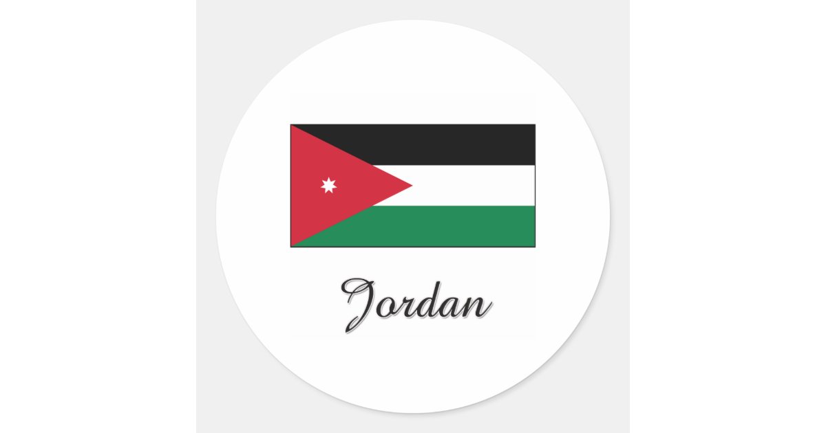 Jordan Flag Design Classic Round Sticker | Zazzle