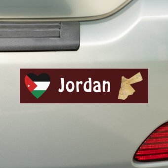 Jordan Flag Heart + Map Bumper Sticker | Zazzle