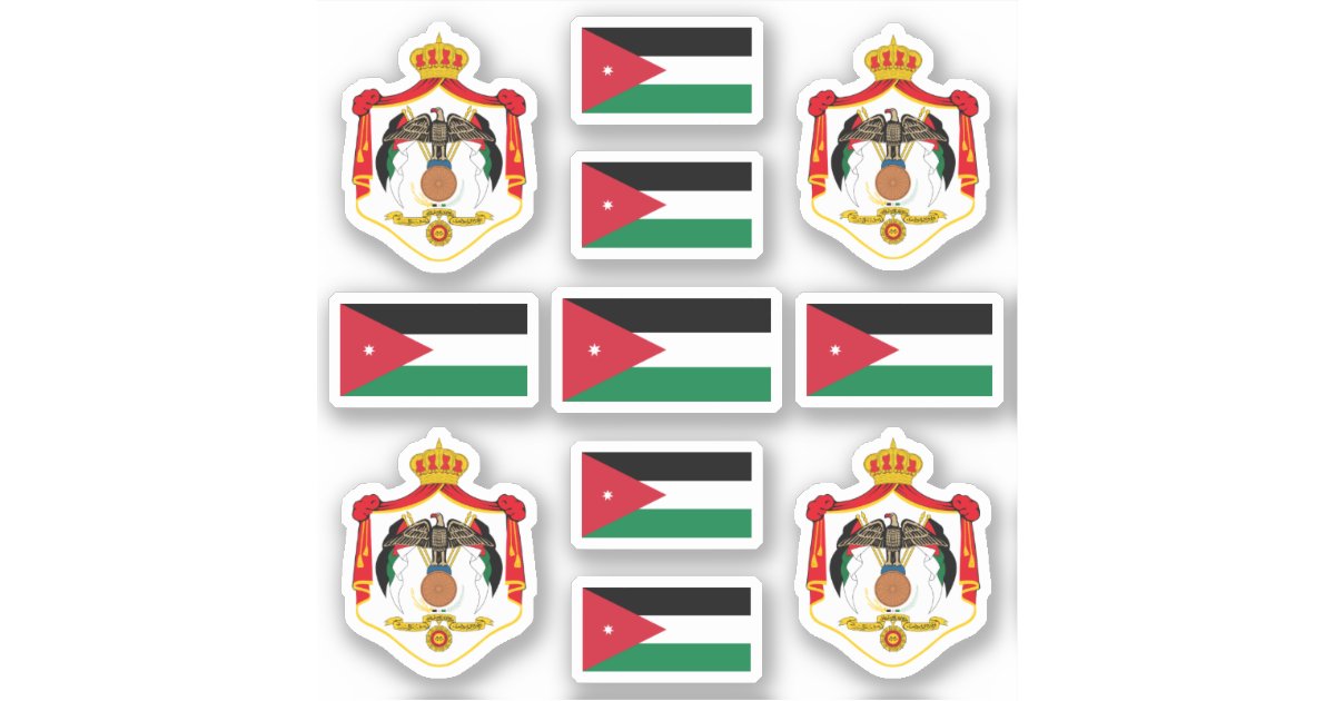 Jordanian national symbols /Coat of arms and flag Sticker | Zazzle