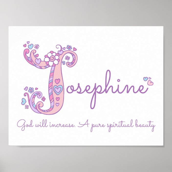Josephine girls name pastel purple custom meaning poster | Zazzle.com