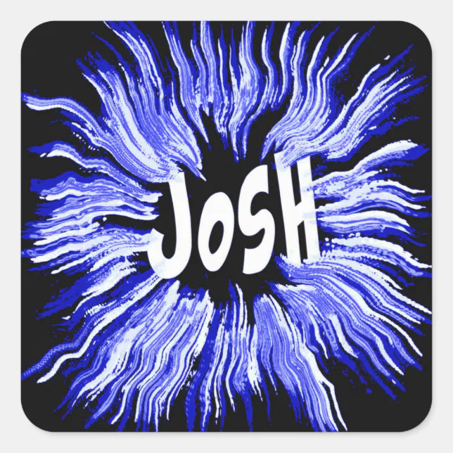 Josh Name Star in Blue Square Sticker | Zazzle