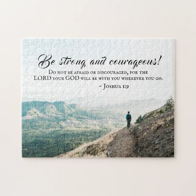 Joshua 1:9 Be Strong and Courageous, Bible Verse Jigsaw Puzzle | Zazzle