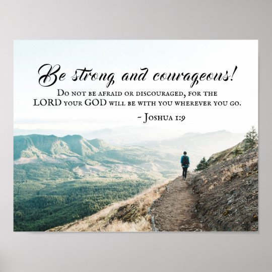 Joshua 1 9 Be Strong And Courageous Bible Verse Poster