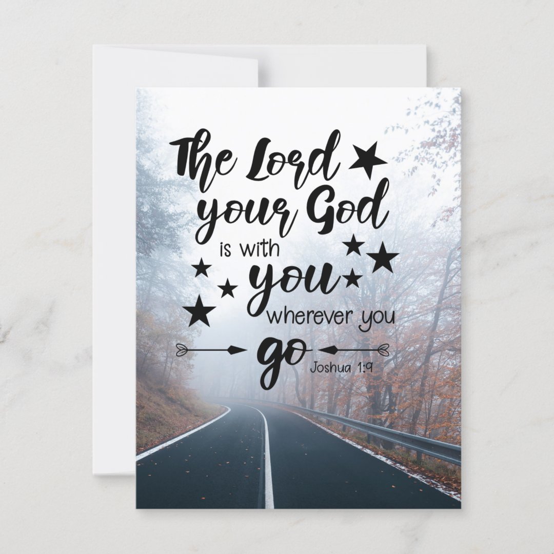 Joshua 1:9 God is With You Wherever You Go Flat Card | Zazzle