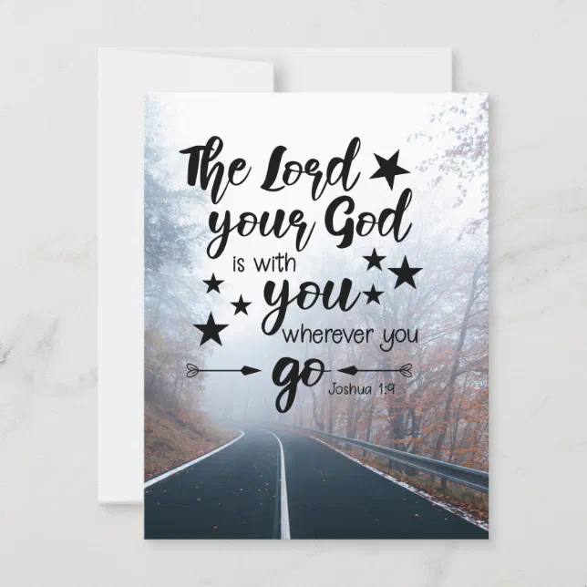Joshua 1:9 God is With You Wherever You Go Flat Card | Zazzle