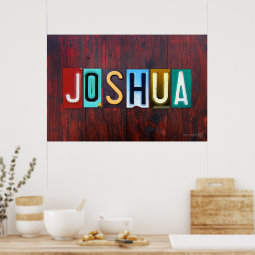 JOSHUA License Plate Letter Art Name Sign | Zazzle