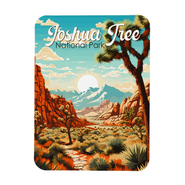 Joshua Tree National Park Illustration Retro Magnet | Zazzle