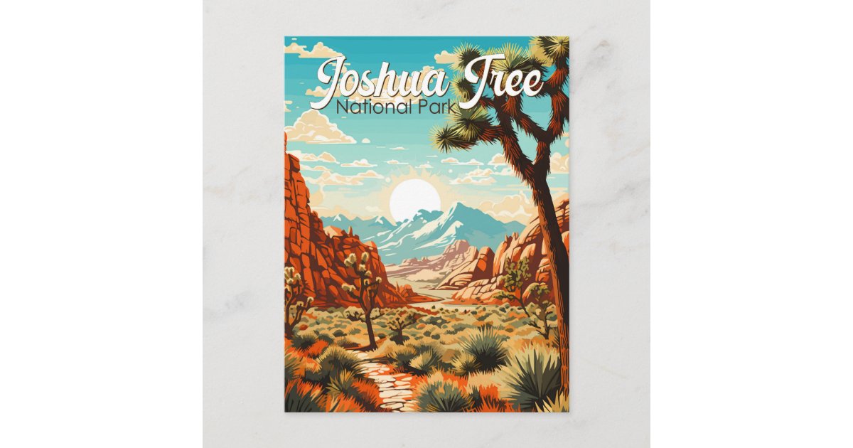 Joshua Tree National Park Illustration Retro Postcard | Zazzle
