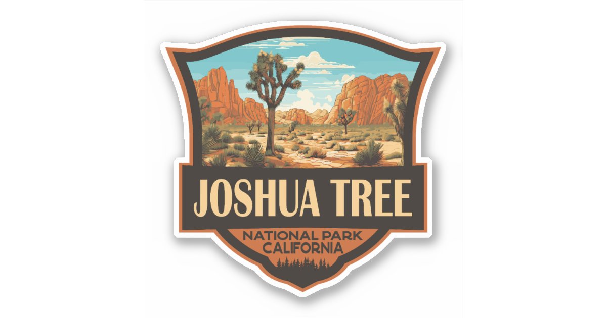 Joshua Tree National Park Illustration Retro Sticker | Zazzle