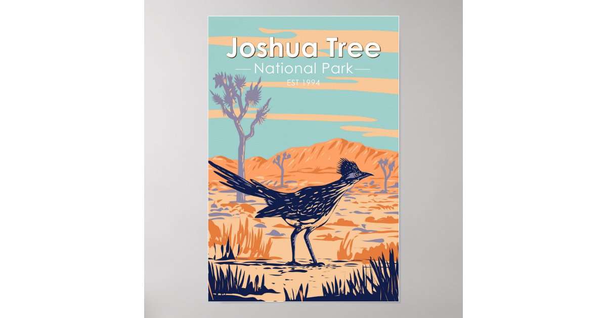 Joshua Tree National Park Roadrunner Vintage Poster | Zazzle