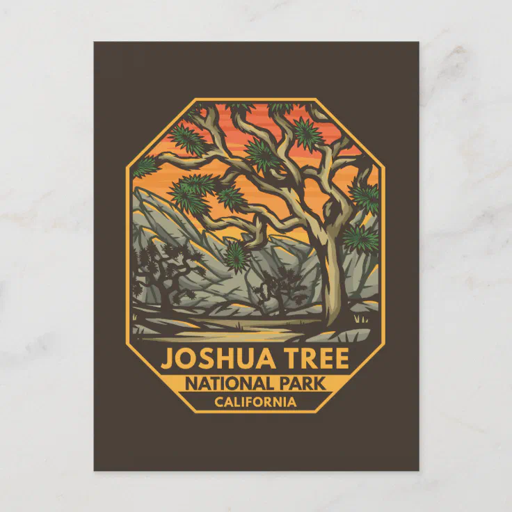 Joshua Tree National Park Sunset Retro Emblem Postcard | Zazzle