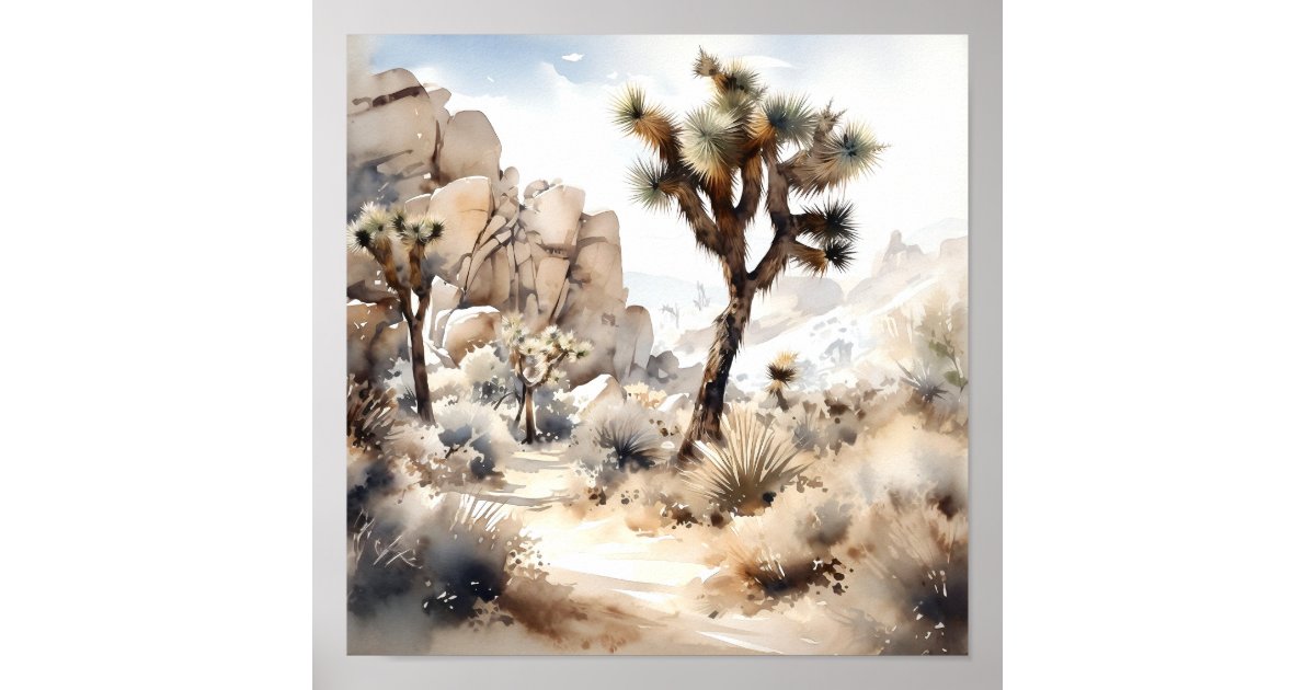 Joshua Tree National Park Watercolor Poster | Zazzle