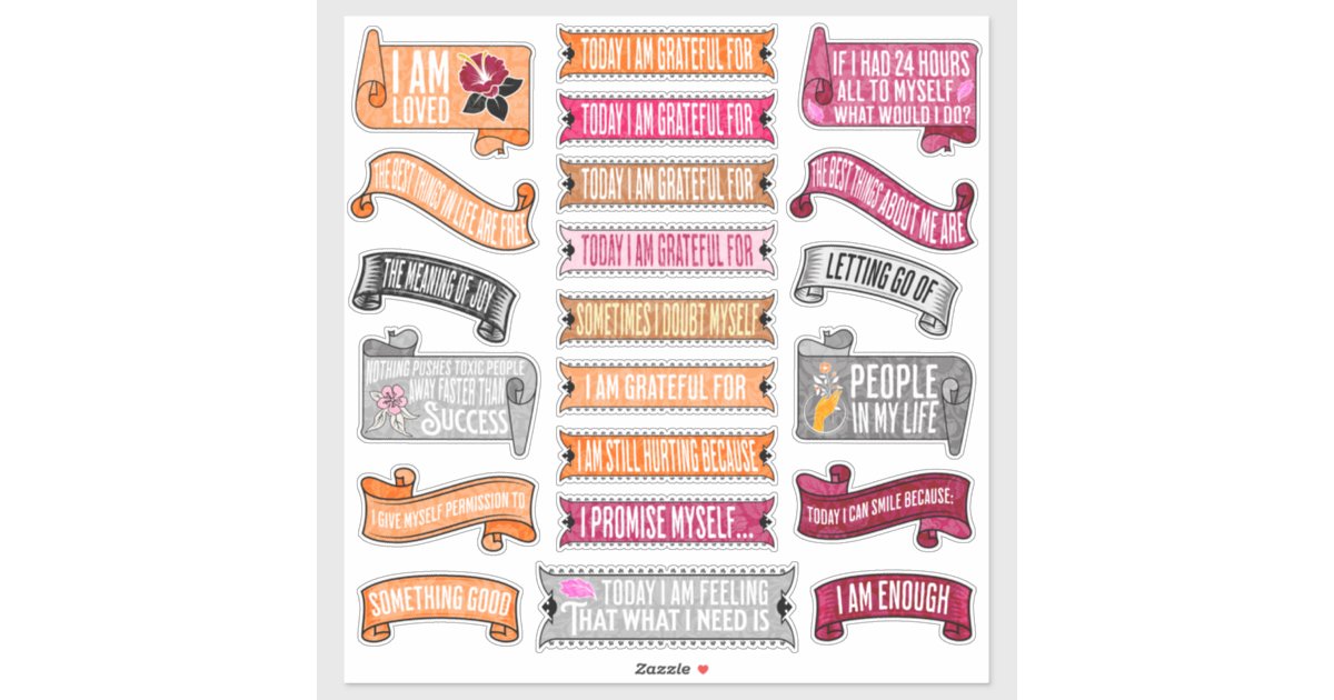 Journaling Prompts HUGE Sticker Sheet | Zazzle