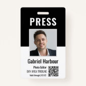 Journalist or Reporter Photo QR Code Press Pass ID Badge | Zazzle