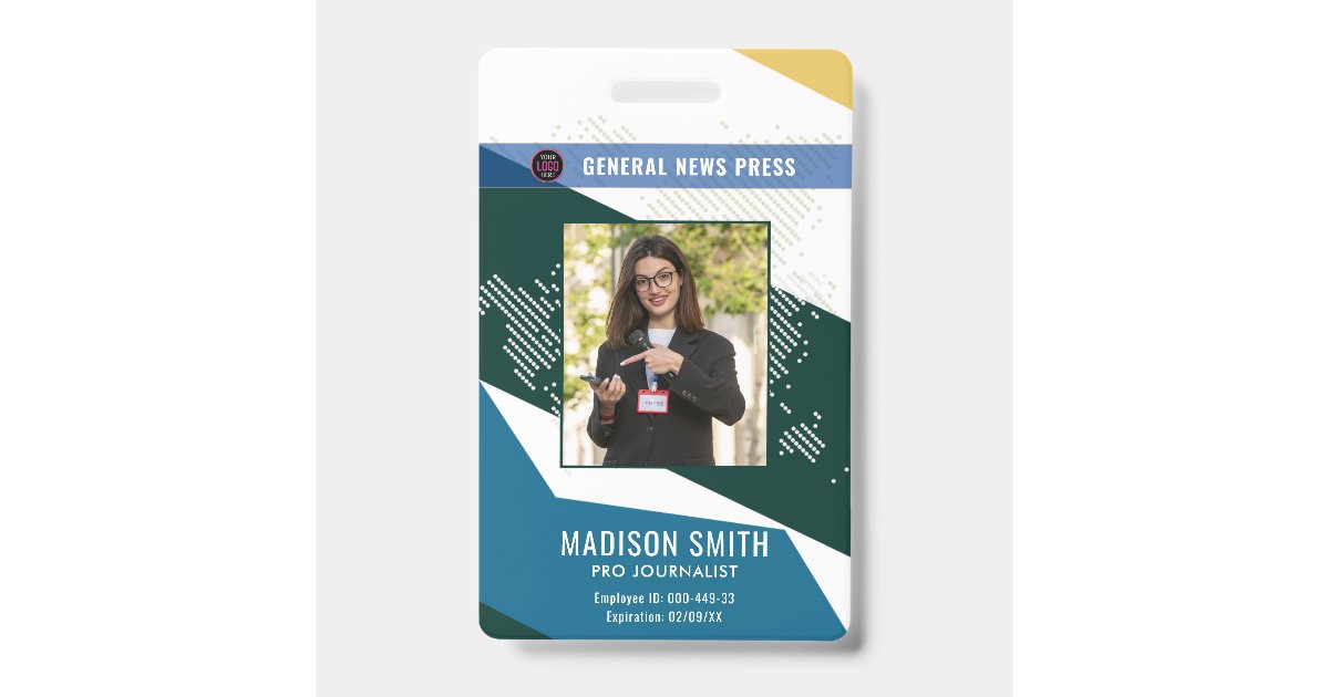Journalist Press Pass Photo ID Badge | Zazzle