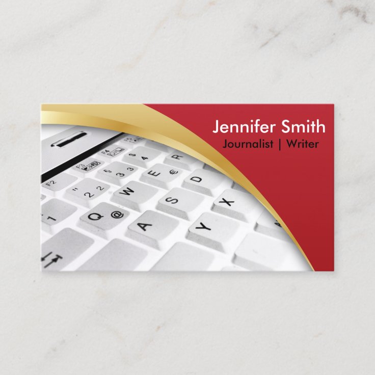 Journalist | Writer | Blogger | Reporter - Red Business Card | Zazzle