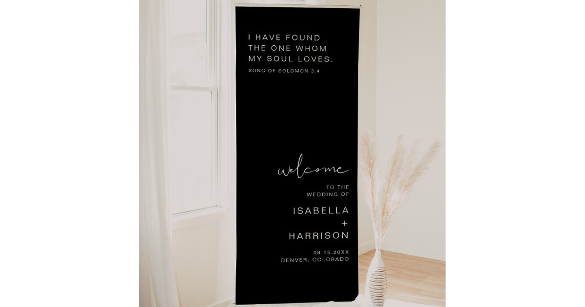 JOVI Edgy Black Modern Wedding Welcome Retractable Banner | Zazzle