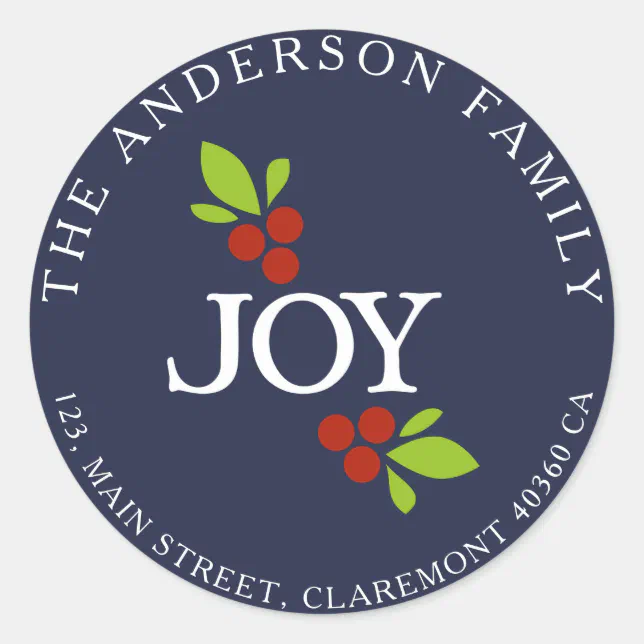 Joy address blue label | Zazzle