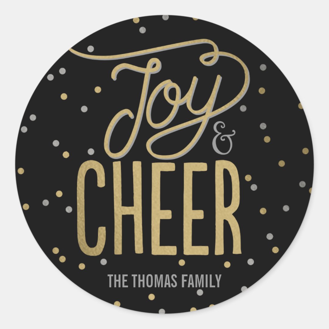 Joy and Cheer Custom Holiday Sticker | Zazzle