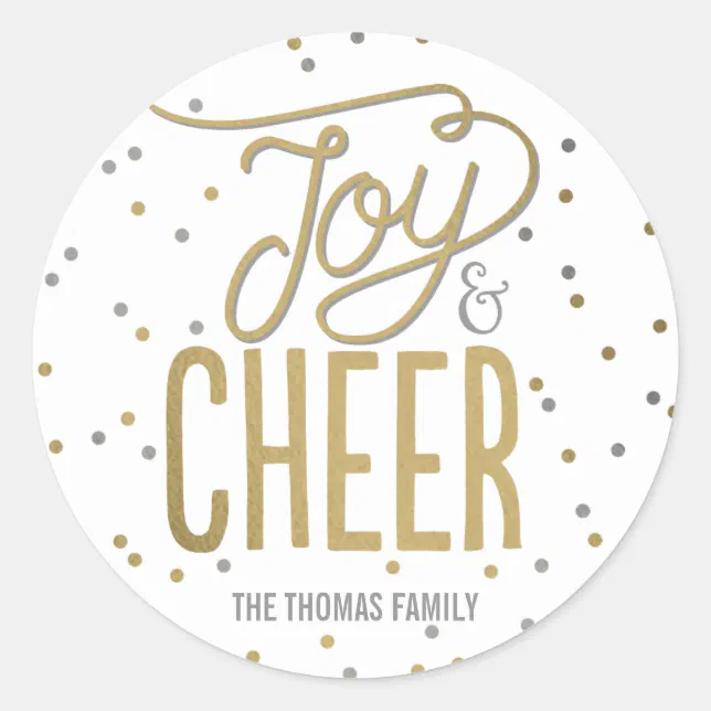 Joy and Cheer Holiday Custom Stickers | Zazzle