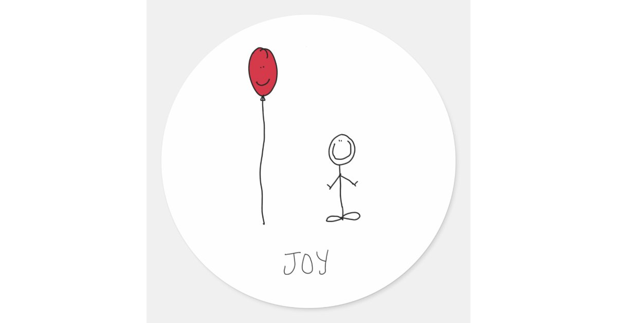 Joy balloon classic round sticker | Zazzle
