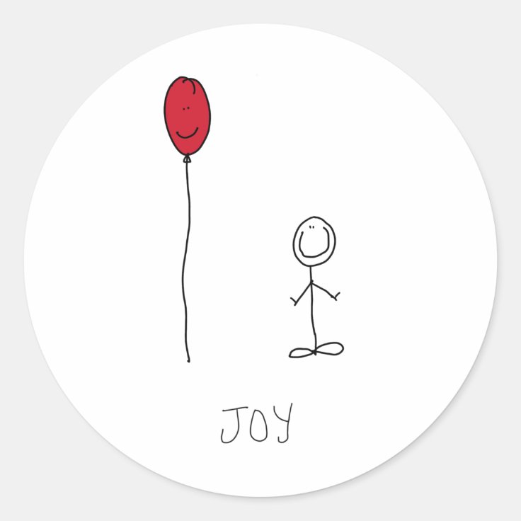 Joy balloon classic round sticker | Zazzle