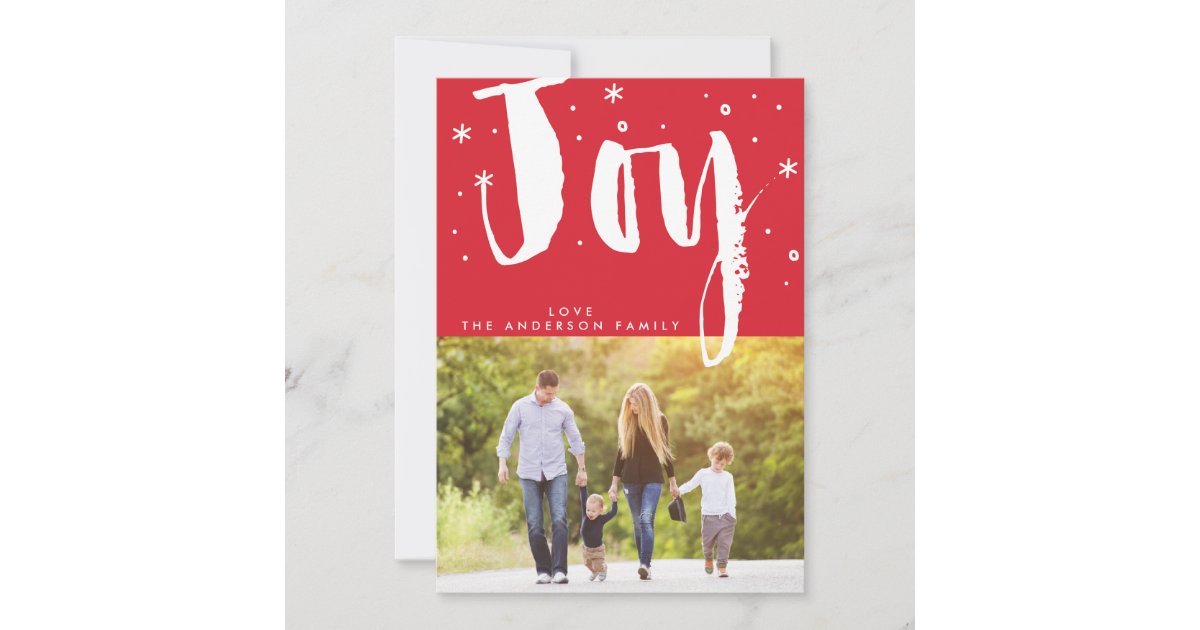 Joy Brush Lettering Christmas Photo Holiday Card | Zazzle.com
