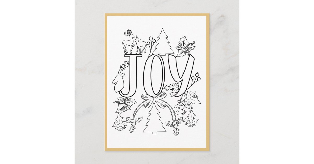 Joy Christmas Coloring Page Activity Card | Zazzle