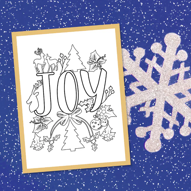 Joy Christmas Coloring Page Activity Card | Zazzle