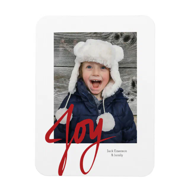 JOY Christmas Holiday Photo Magnet | Zazzle