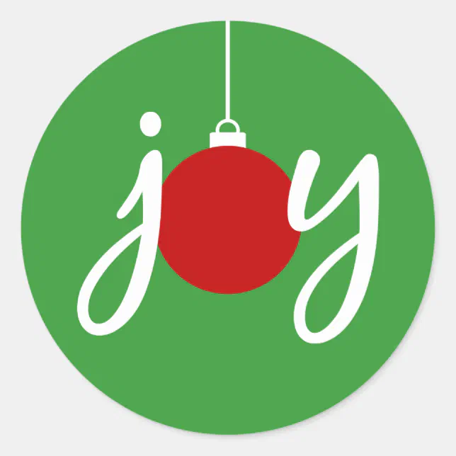 Joy Christmas Ornament Stickers | Zazzle