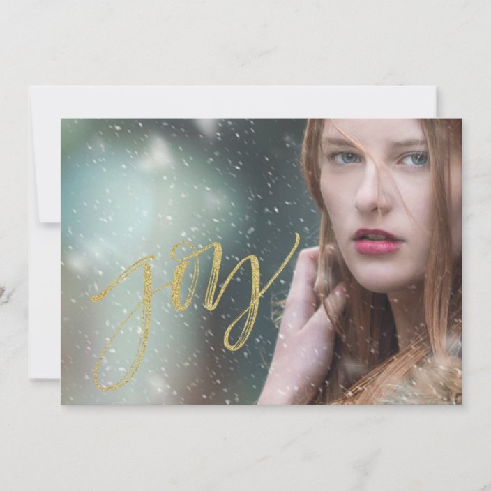 Joy Faux Gold Script Holiday Card | Zazzle.com
