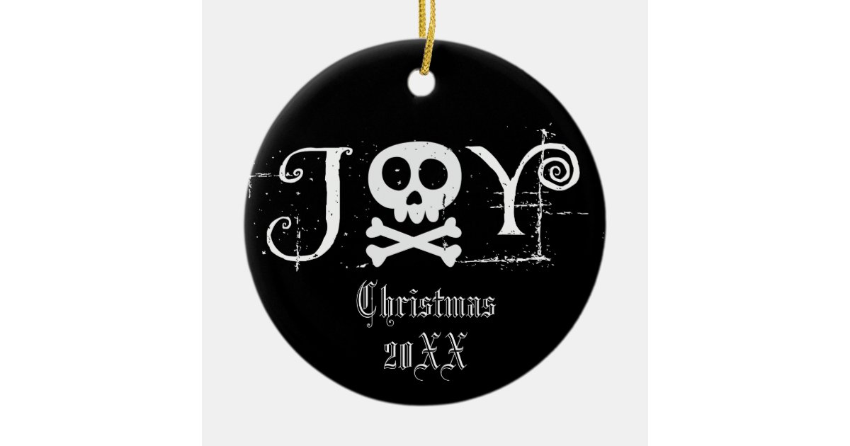 Joy Gothic Christmas Ceramic Ornament | Zazzle
