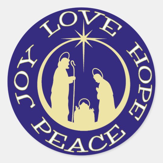 Joy Love Hope Peace Christmas Classic Round Sticker | Zazzle.com