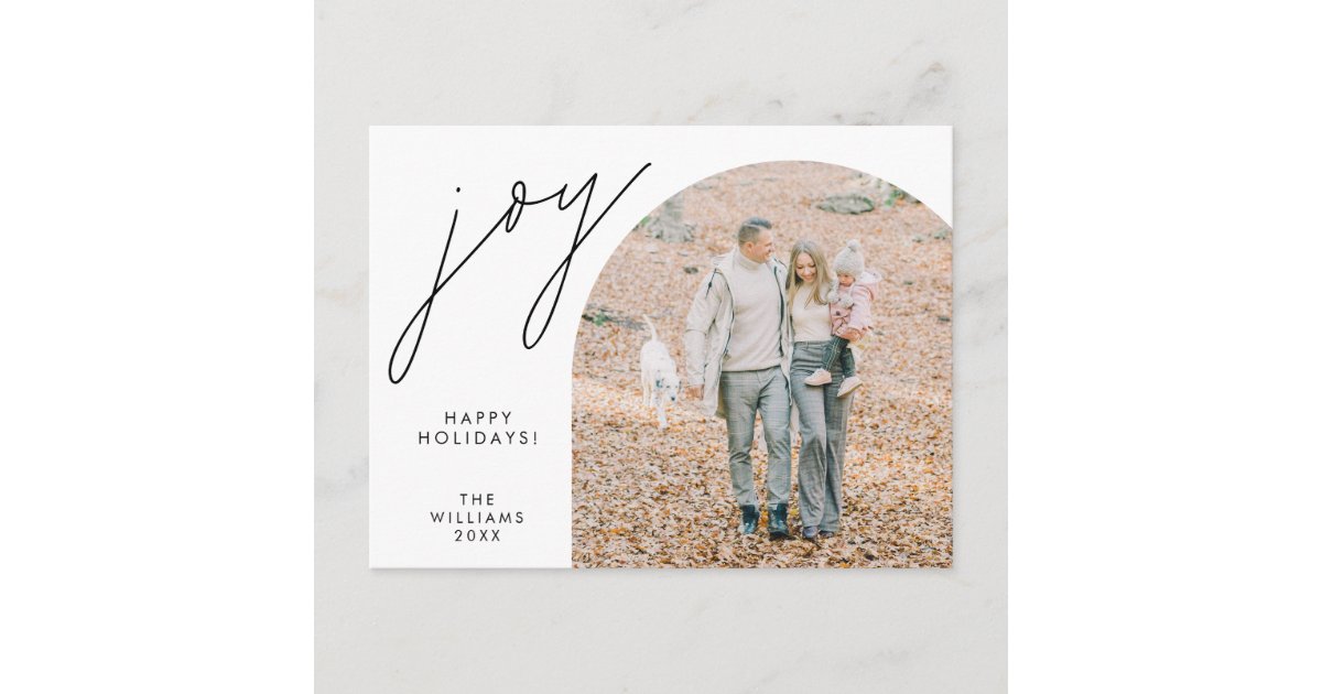 Joy, Merry Christmas Family Photo Layover Postcard | Zazzle