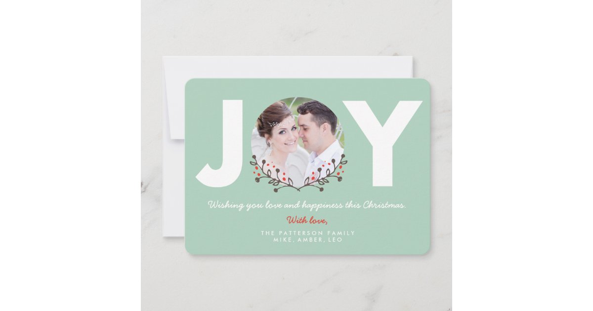 JOY Mint | Holiday Photo Card | Zazzle