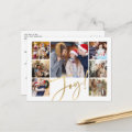 Joy Modern Photo Collage Holiday Postcard | Zazzle
