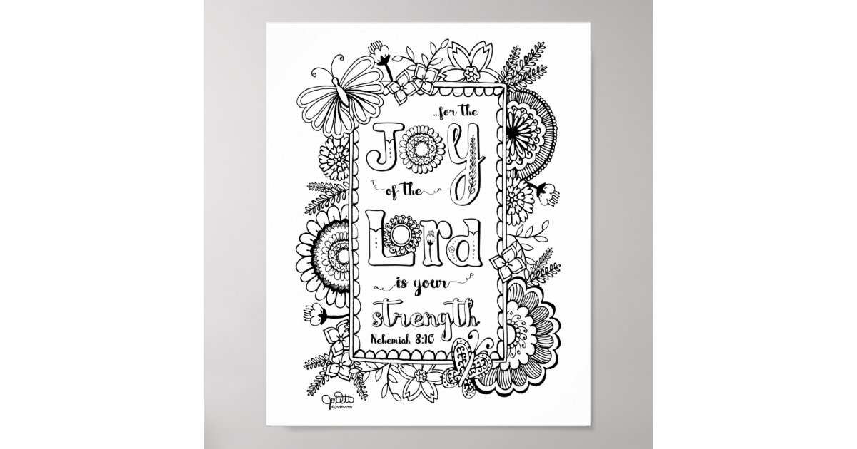 Joy of the Lord Christian Scripture Bible Verse Poster | Zazzle