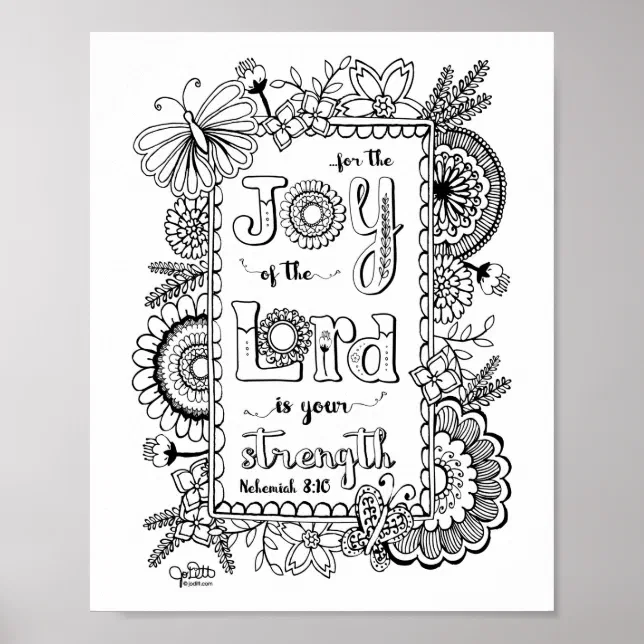 Joy of the Lord Christian Scripture Bible Verse Poster | Zazzle