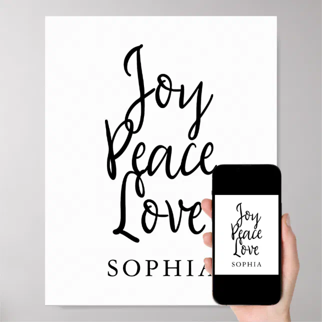 Joy Peace Love Inspirational Quote Poster | Zazzle