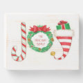Joy Personalized Christmas Wooden Box Sign | Zazzle