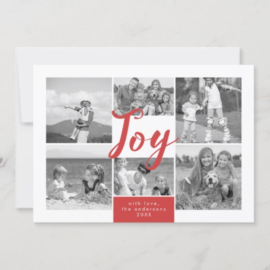 Joy Photo Collage Holiday Photo Card | Zazzle.com