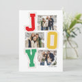 Joy preppy patches trendy three photo Christmas Holiday Card | Zazzle