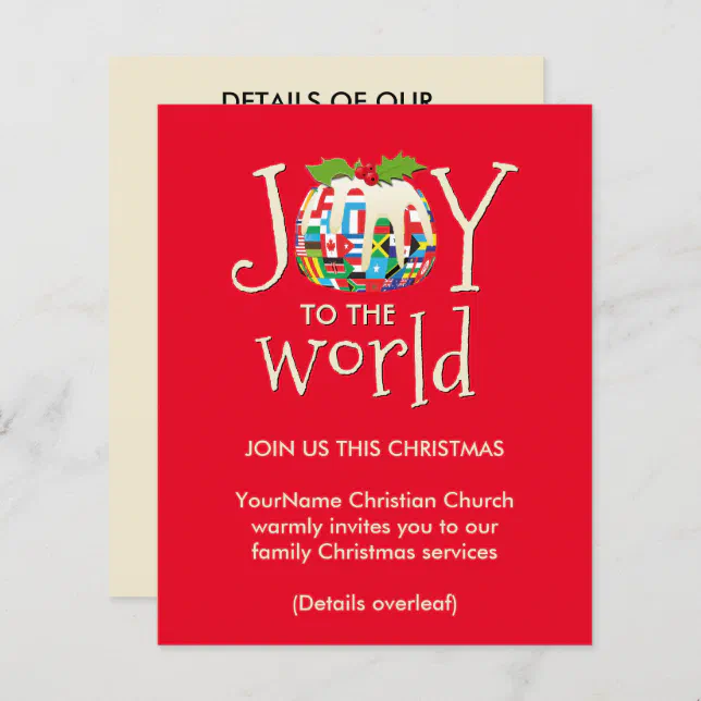 Joy Pudding Church Christmas Service Invitation | Zazzle