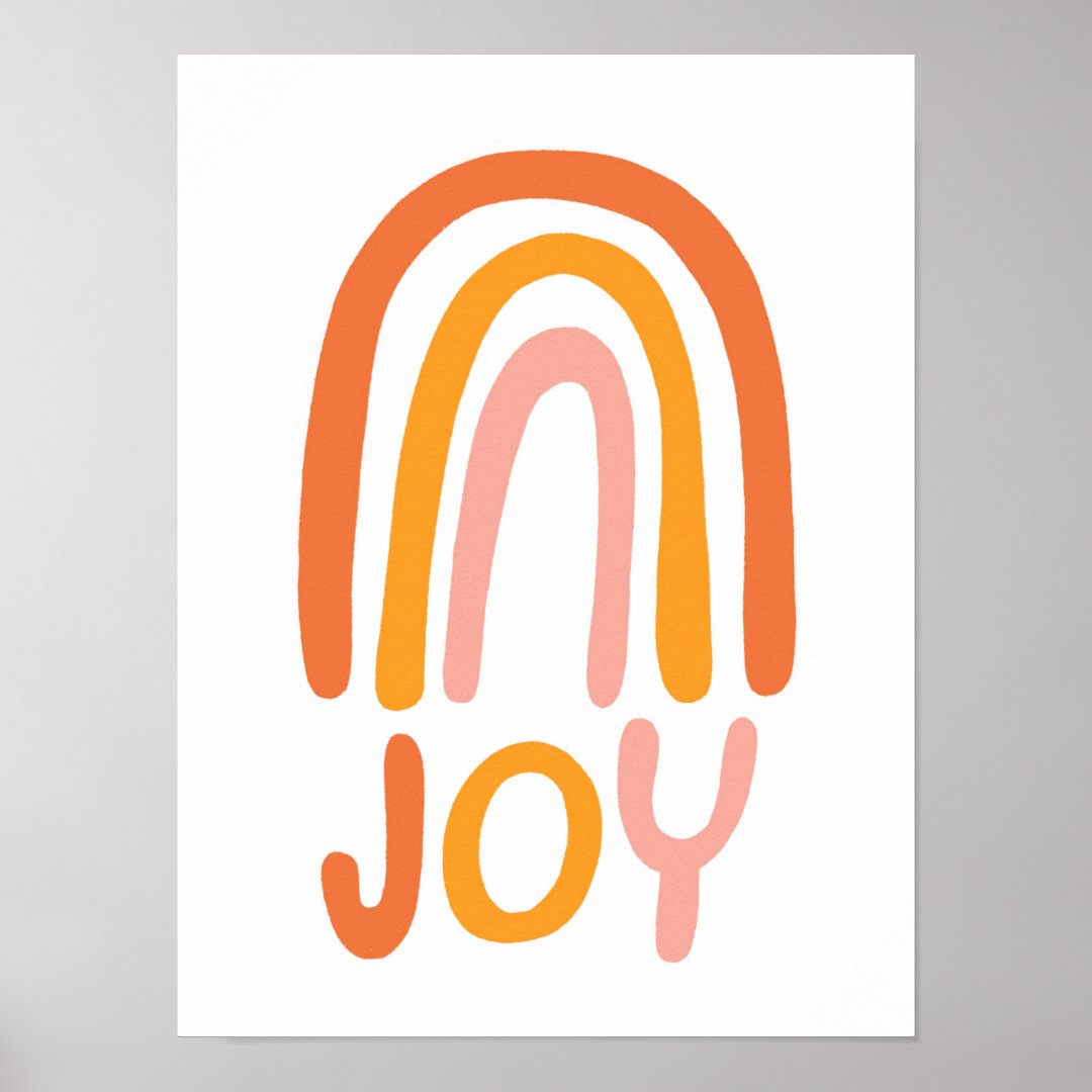 JOY Rainbow Pink Handlettering Poster | Zazzle