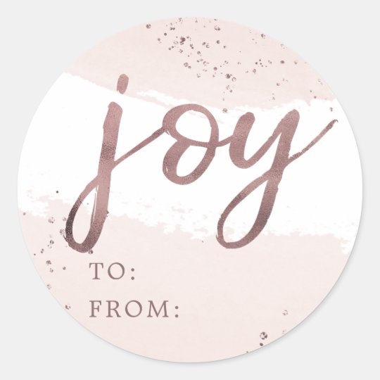 Joy | Rose Gold Christmas Name Classic Round Sticker | Zazzle.com