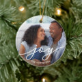Joy Script | Photo Ceramic Ornament | Zazzle