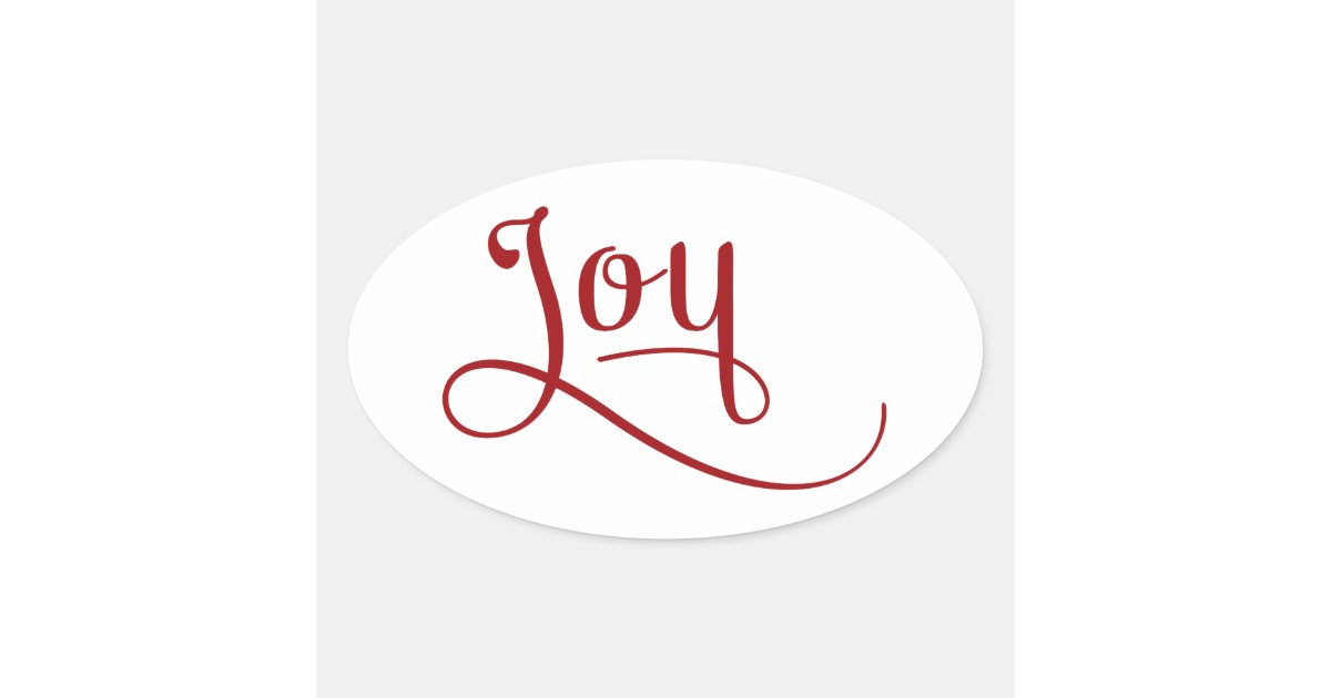 Joy Script Red Oval Sticker | Zazzle