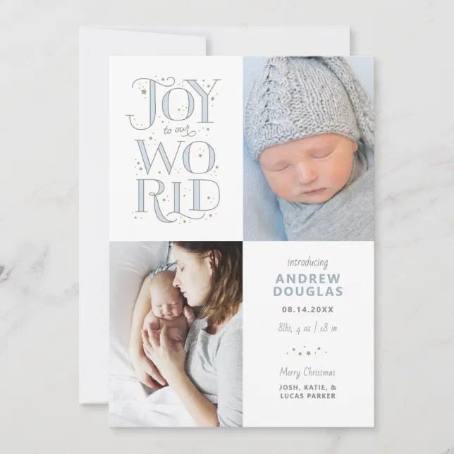 Joy to Our World Hand Lettered Birth Announcement | Zazzle